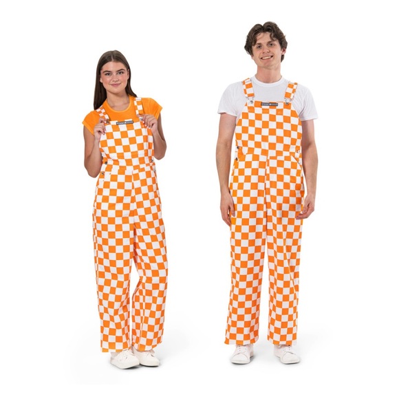 Gameday Bibs | Other | Unisex Gameday Bibs Orange Checkered Overalls ...